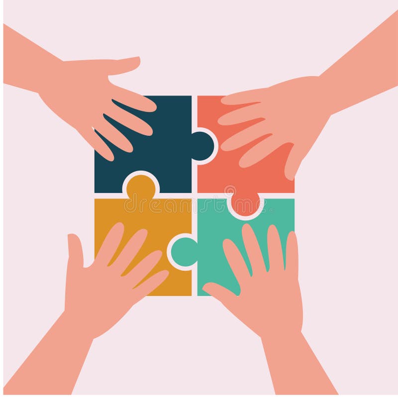 People Hand with Puzzle, Cooperation, Solidarity, Building Ideas ...