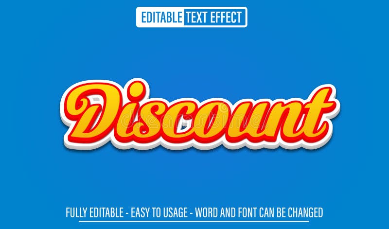 Discount 3d Editable Text Effect Template Stock Vector - Illustration ...
