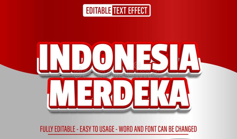 Indonesia Merdeka 3d Editable Text Effect Stock Vector - Illustration ...