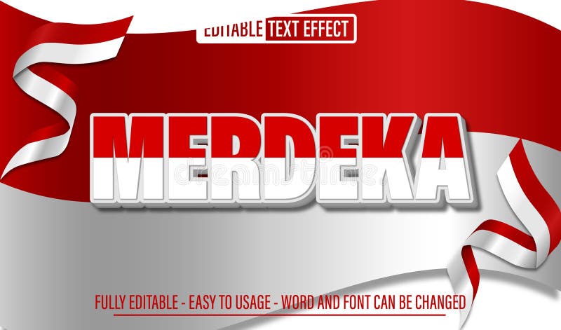 Merdeka 3d Editable Text Effect Template Stock Vector - Illustration of ...