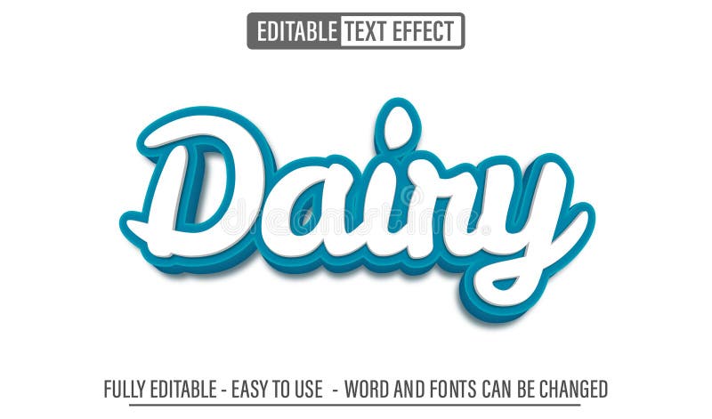 Dairy 3d Editable Text Effect Template Stock Vector - Illustration of ...