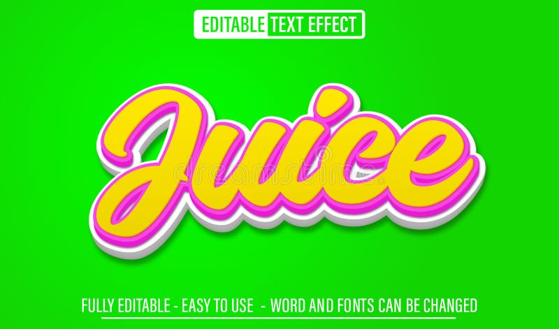Juice 3d Text Effect Template Stock Vector - Illustration of effect ...