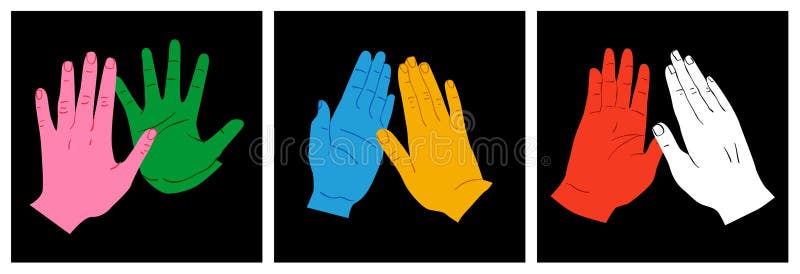 Diverse Colorful People Hand Doing High Five Together Stock Vector ...