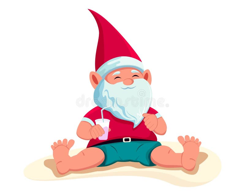 Santa Claus the Dwarf Relaxing on the Beach during the Summer. Stock ...