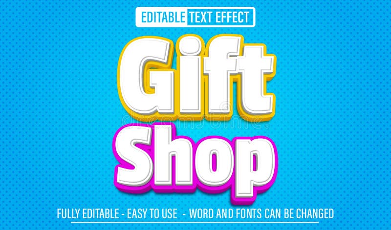 Gift Shop 3d Text Effect Editable Template Stock Vector - Illustration ...