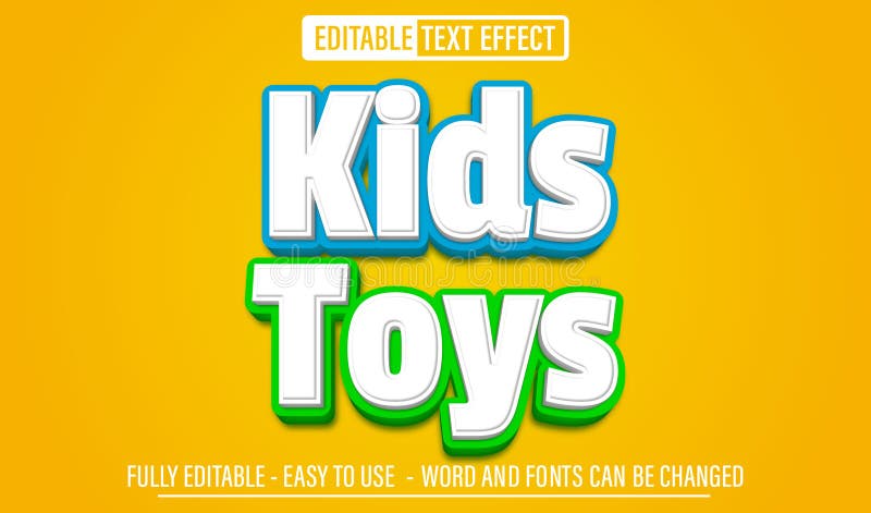 Kids Toys 3d Text Effect Editable Template Stock Vector - Illustration ...