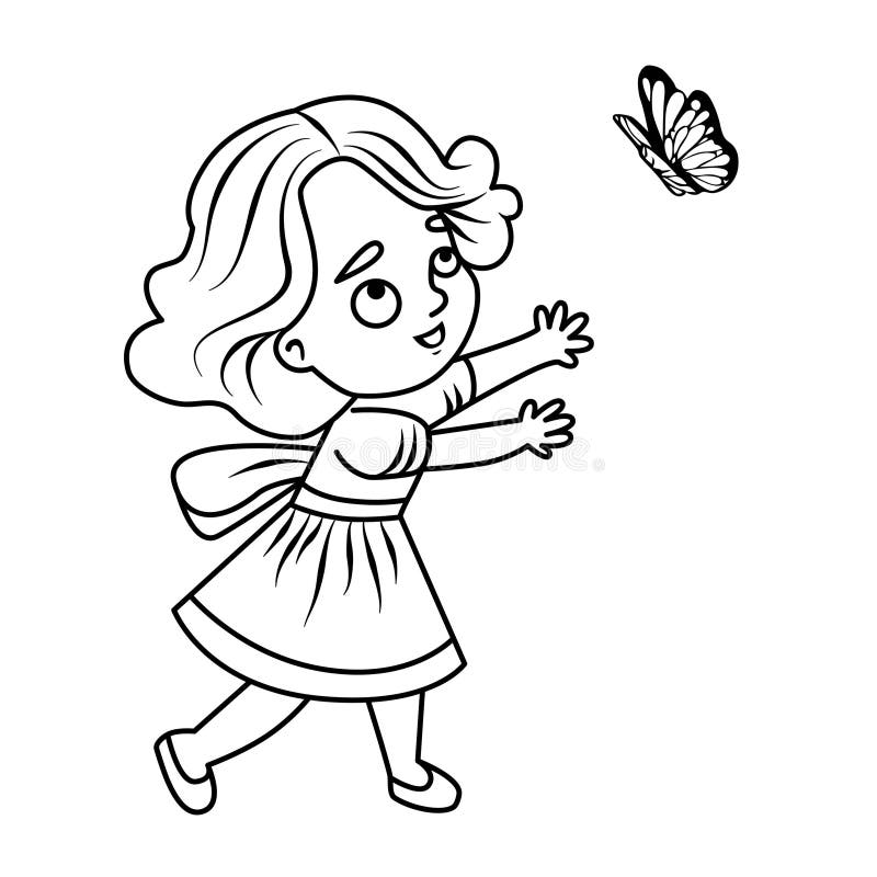 Girl Chasing Butterfly Stock Illustrations – 114 Girl Chasing Butterfly ...
