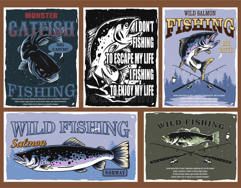 Fishing Poster Design for Print Stock Vector - Illustration of ...