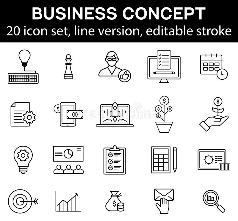 Minimal Teamwork Business Management Icon Set Stock Illustrations – 291 ...