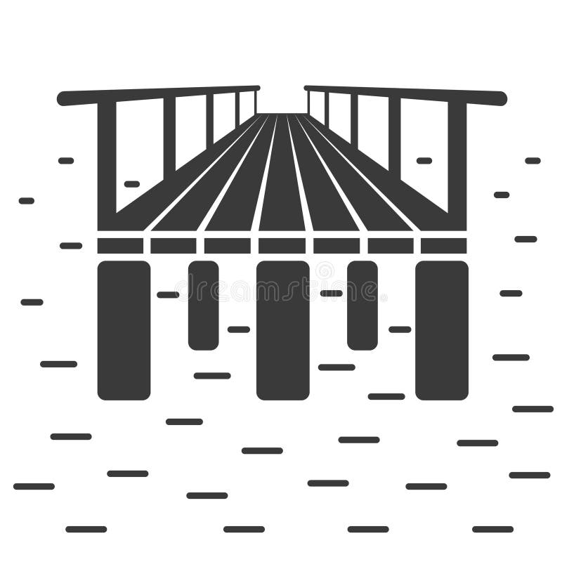 Fisherman`s Bridge on a Pond Glyph Icon Isolated on White Background ...