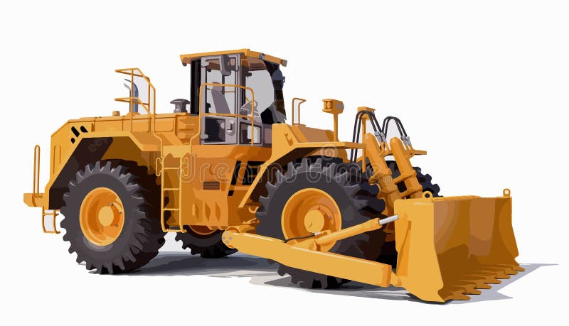 Big Yellow Front Loader Wheel Bulldozer Isolated Stock Vector ...