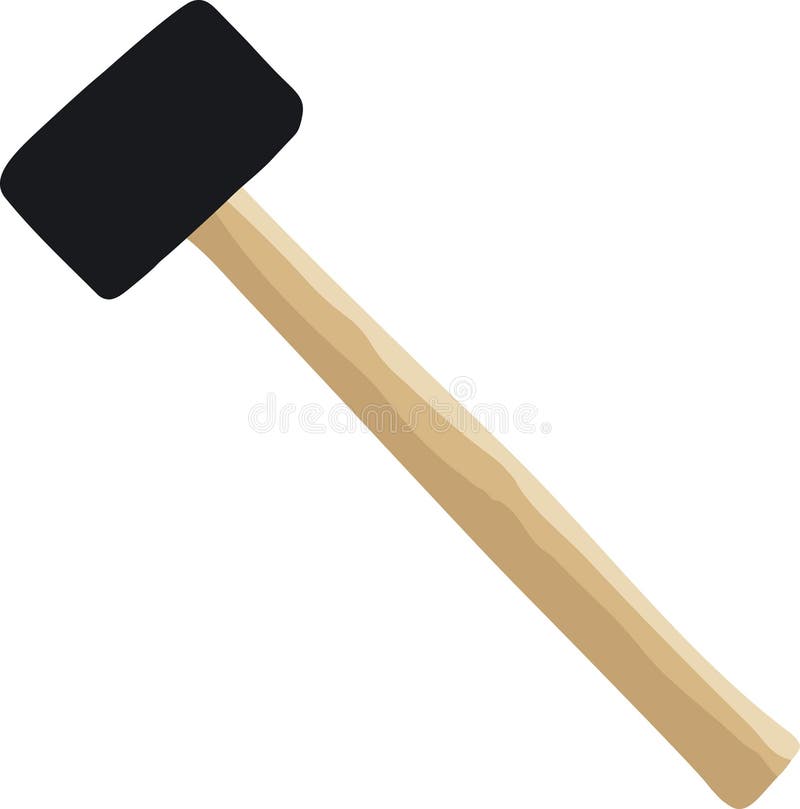 The Black Hammer Has a Long Wooden Handle. Stock Photo - Image of ...