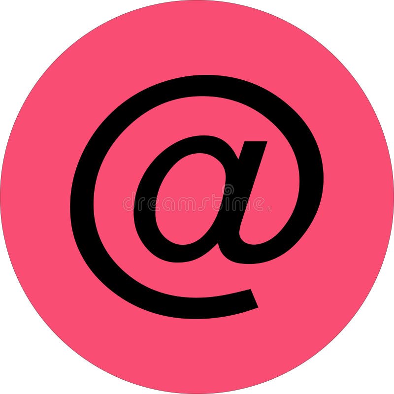 The White at Sign Symbol is in the Middle of a Pink Circle Stock ...