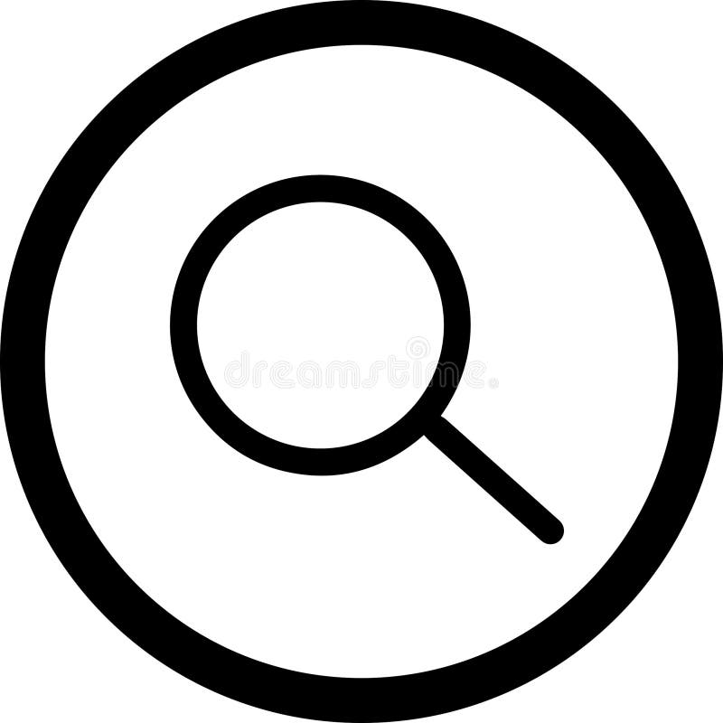 A Black Magnifying Glass is Centered on a White Circle with a Black ...