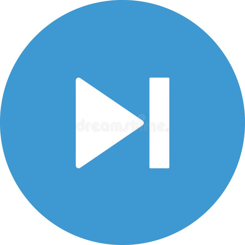The White Skip Forward Button is in the Middle of a Blue Circle Stock ...