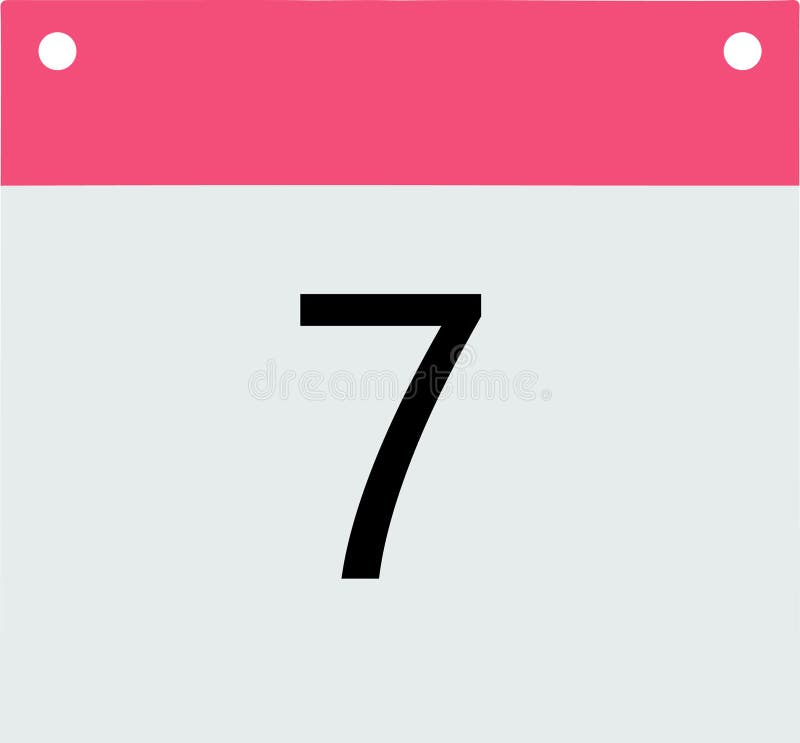 Header Calendar Pink Bottom Gray Black Number 7 Stock Image ...