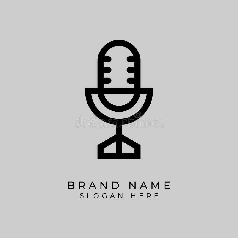 Podcast Radio Icon Illustration. Studio Table Microphone with Brand ...