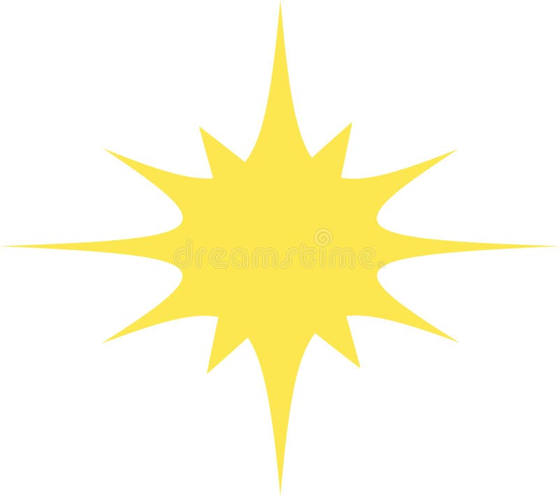 A Shiny Yellow Four-pointed Star Stock Illustration - Illustration of ...