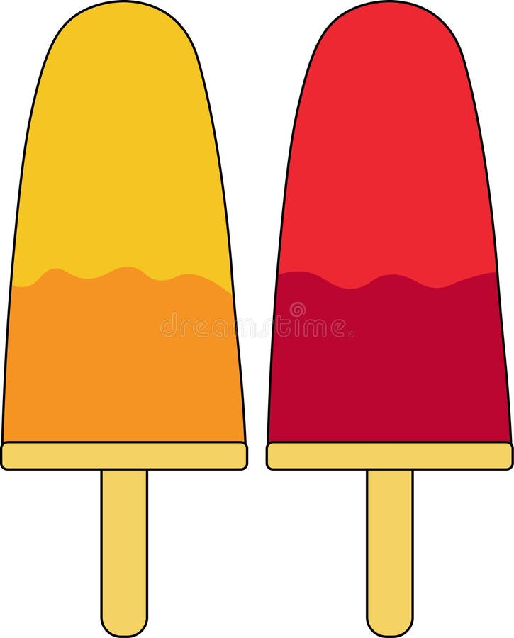 2 Popsicles, Yellow and Red Stock Vector - Illustration of isolated ...
