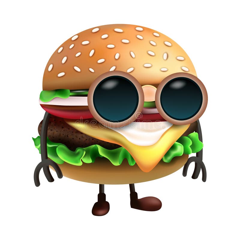 Hamburger. Comic Funny Character. Stock Vector - Illustration of ...