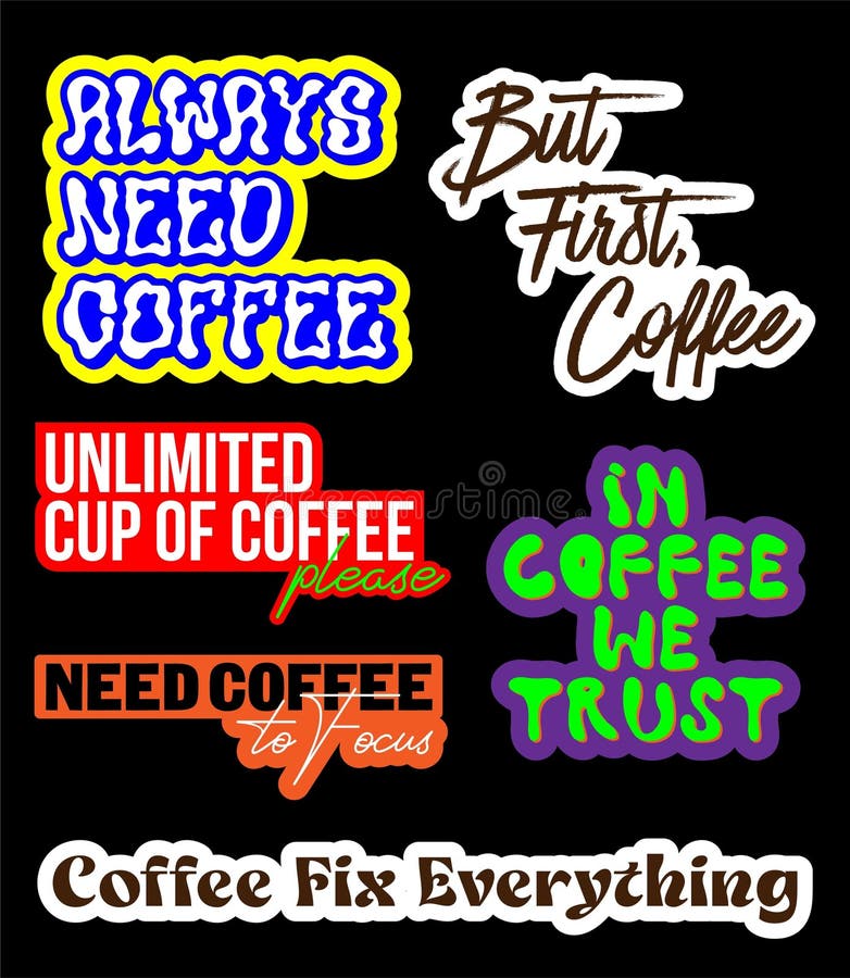 Retro Coffee Stickers Groovy, Elements of Coffee Addict, I Love Coffee ...