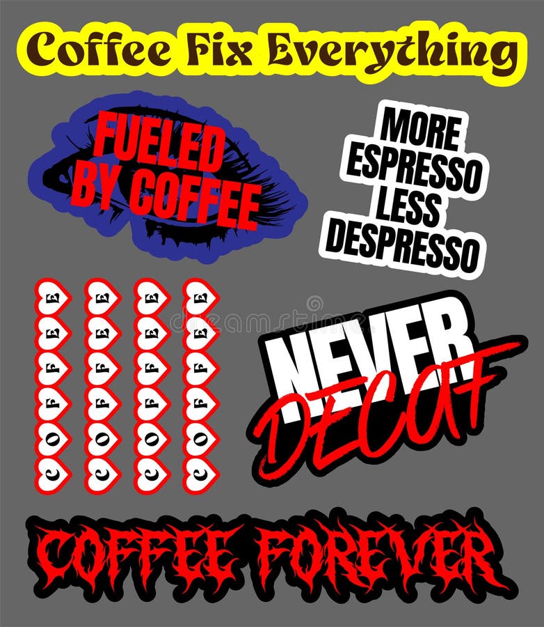 Retro Coffee Stickers Groovy, Elements of Coffee Addict, I Love Coffee ...