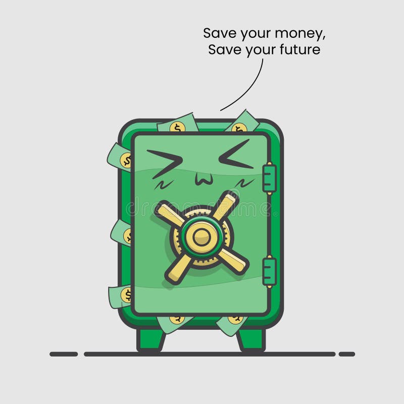 Illustration of Cute Safe Deposit Box Character. for Sweet Design ...