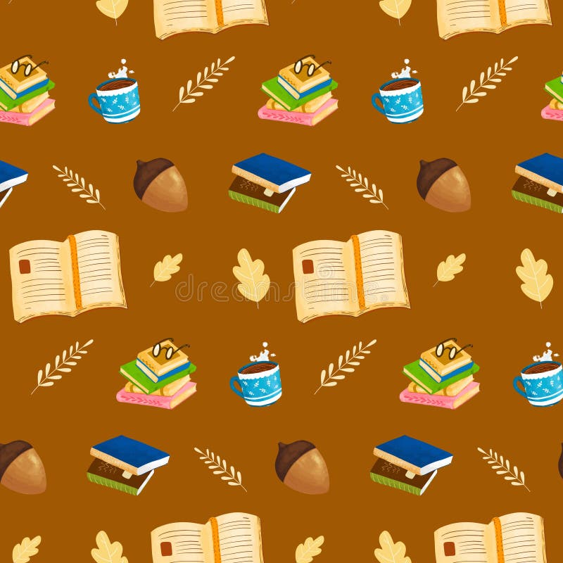 Autumn Read Book Pattern Brown Vector Illustration Design Stock ...