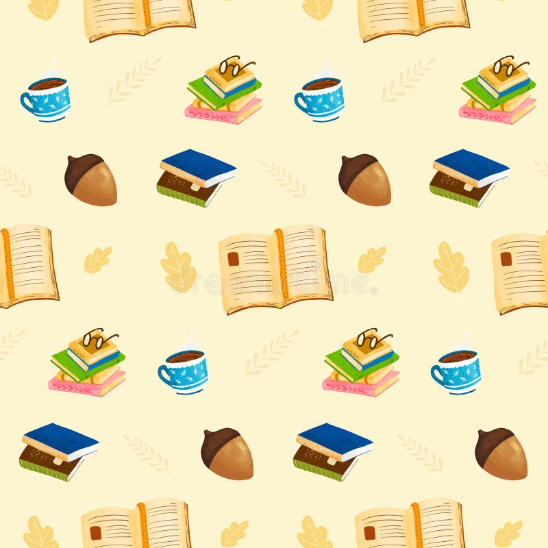 Autumn Read Book Pattern Yellow Vector Illustration Design Stock ...