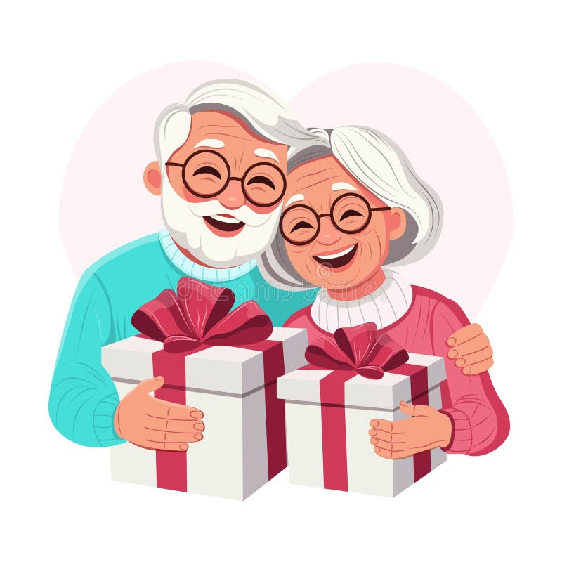 An Elderly Couple Exchanging Gifts. it Can Be Associated with Any ...