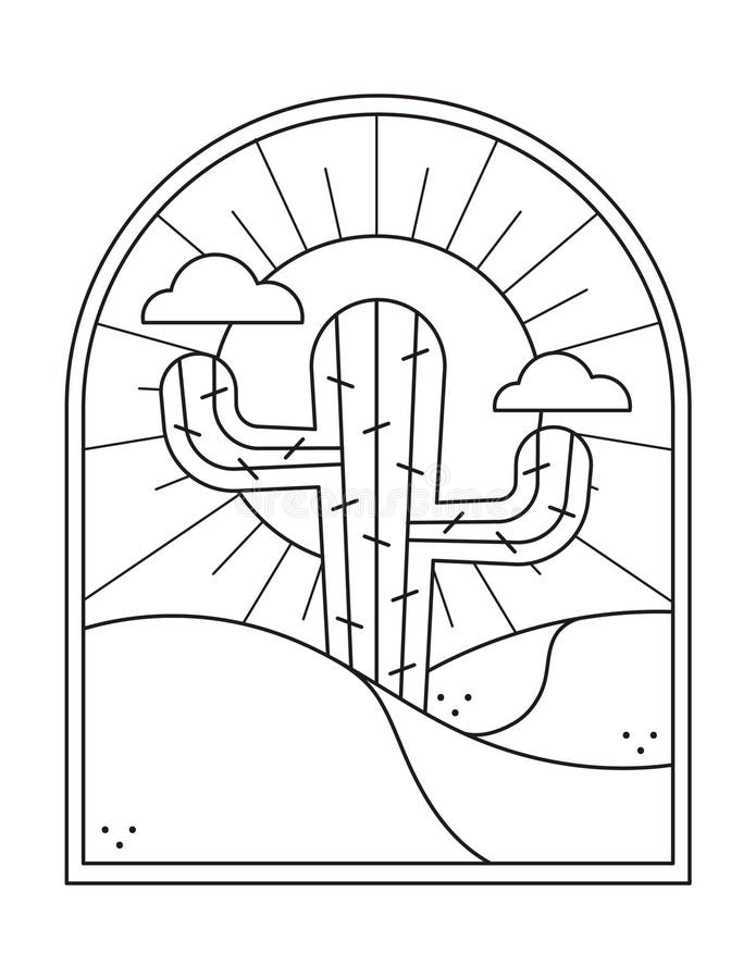 Boho Coloring Pages, Boho Landscape, Minimalist Coloring Pages Stock ...