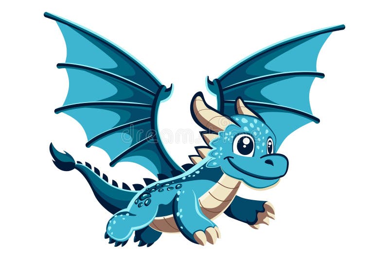 Funny flying blue dragon. stock vector. Illustration of astrology ...