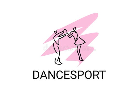 Dancesport Sport Vector Line Icon. a Couple of Dancers are Dancing in ...