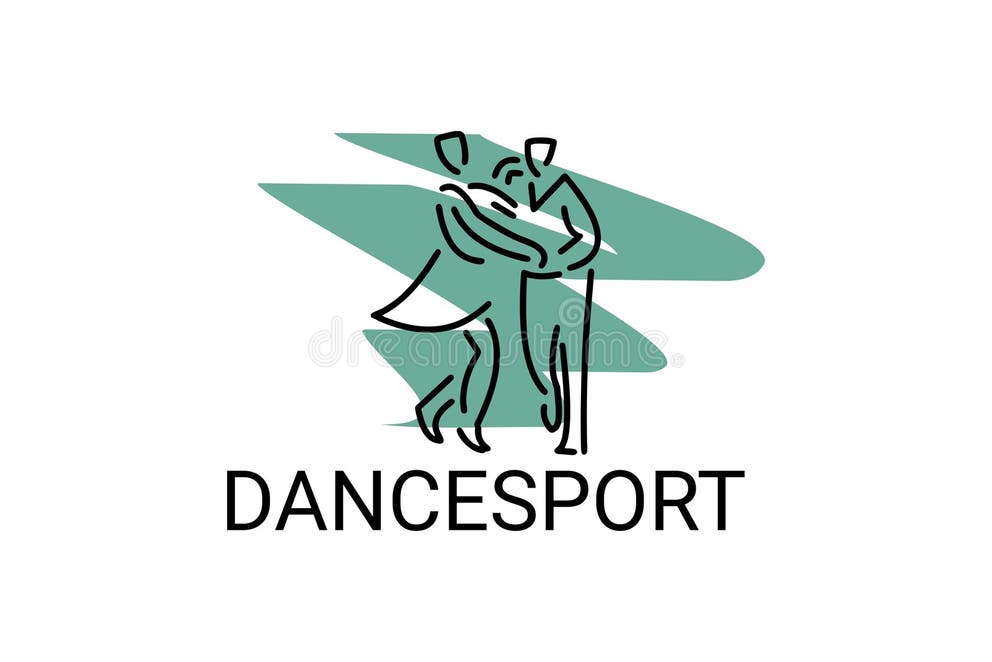 Dancesport Sport Vector Line Icon. a Couple of Dancers are Dancing in ...