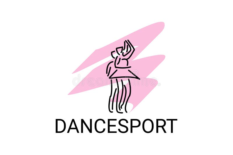 Dancesport Sport Vector Line Icon. a Couple of Dancers are Dancing in ...