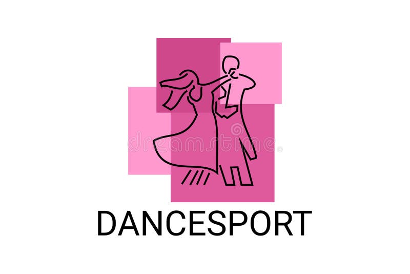 Dancesport Sport Vector Line Icon. a Couple of Dancers are Dancing in ...
