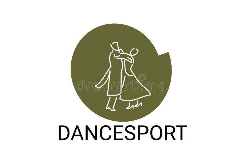 Dancesport Sport Vector Line Icon. a Couple of Dancers are Dancing in ...