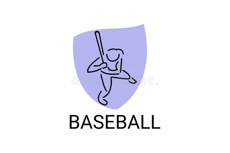 Baseball Player Vector Line Icon. Batter and Ball Logo, Equipment Sign ...