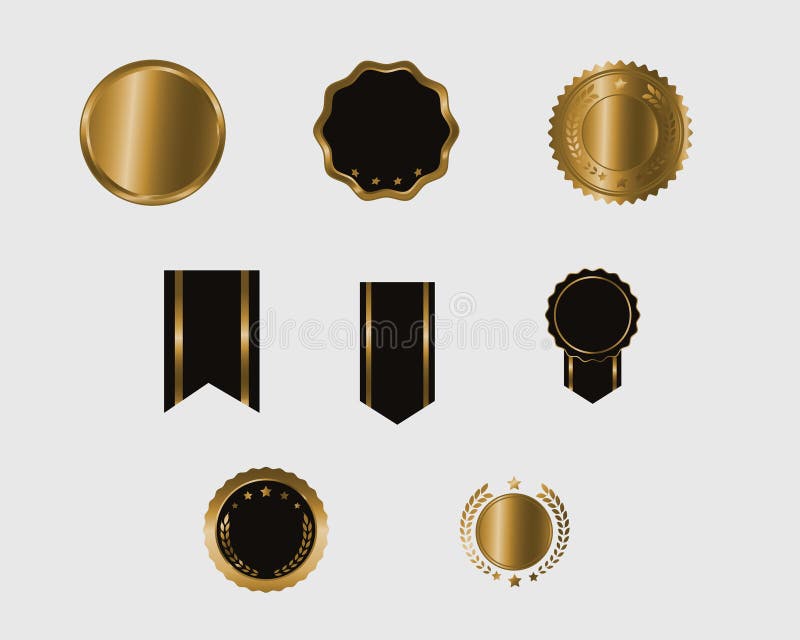 Gold Badge Vector Element. Vector Gold Gradient Award Medal Stock ...