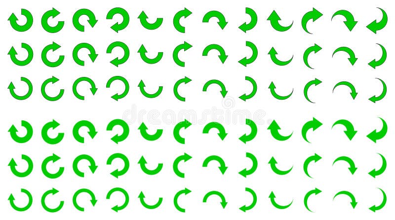 Set of Green Arrows. Turn Over, Flip, Reverse Signs. Different ...