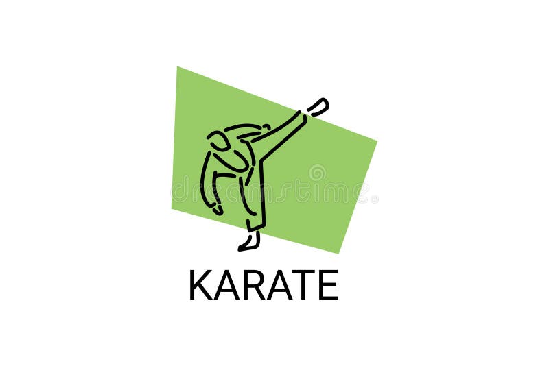 Karate Sport Vector Line Icon. Sportman, Fighting Stance Stock Vector ...
