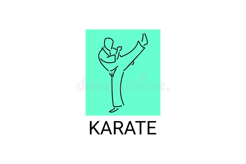 Karate Sport Vector Line Icon. Sportman, Fighting Stance Stock Vector ...