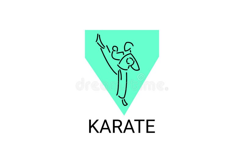 Karate Sport Vector Line Icon. Sportman, Fighting Stance Stock Vector ...