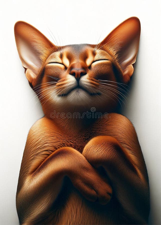 An Abyssinian Cat is Sleeping on Its Back Stock Photo - Illustration of ...
