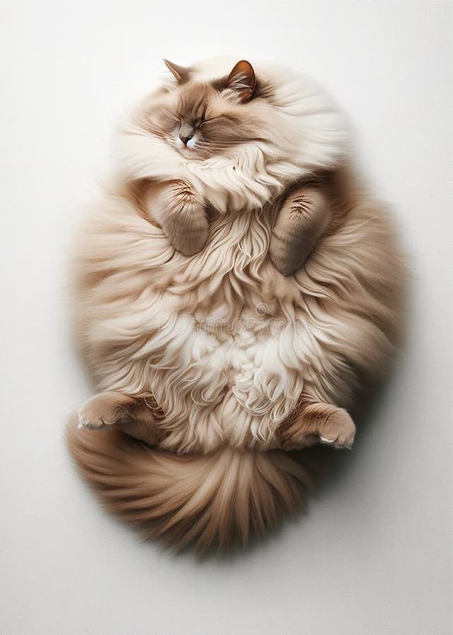 A Light Brown Ragdoll Cat is Sleeping on Its Back Stock Photo ...