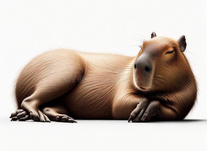 A Capybara Sleeping on Its Back Stock Photo - Illustration of furry ...