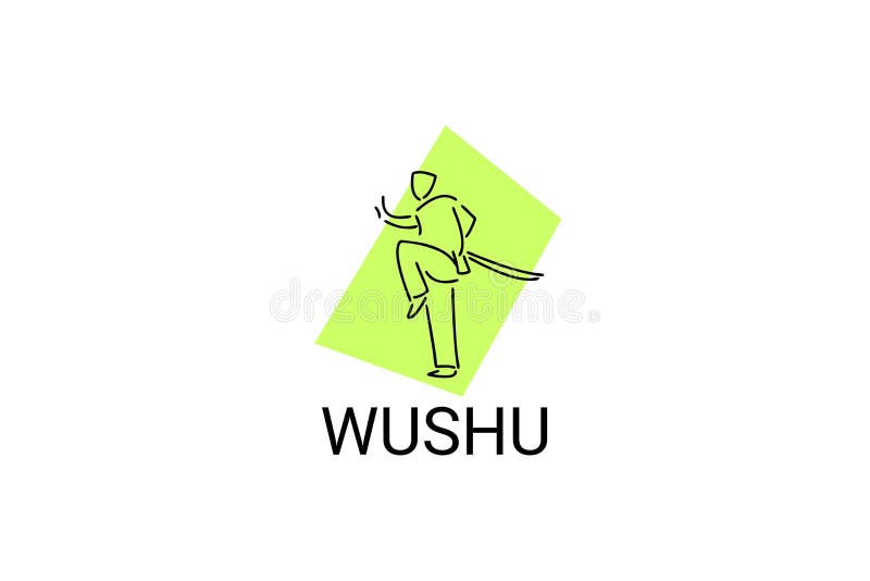 Wushu Sport Vector Line Icon. Sportman, Fighting Stance Stock Vector ...