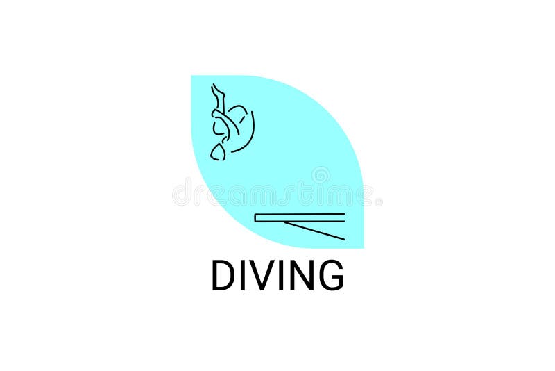 Diving (sport) Vector Line Icon. Swimmer with Diving Sport. Sign Stock ...