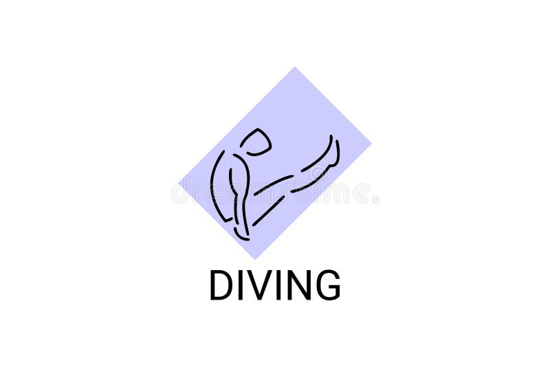 Diving (sport) Vector Line Icon. Swimmer with Diving Sport. Sign Stock ...