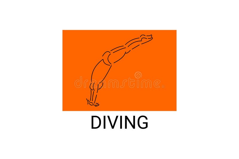 Diving (sport) Vector Line Icon. Swimmer with Diving Sport. Sign Stock ...